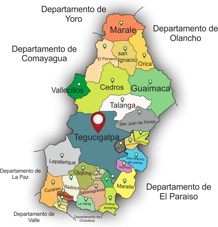 #espaciohonduras Mapas Por Departamento De La República - Municipios De ...
