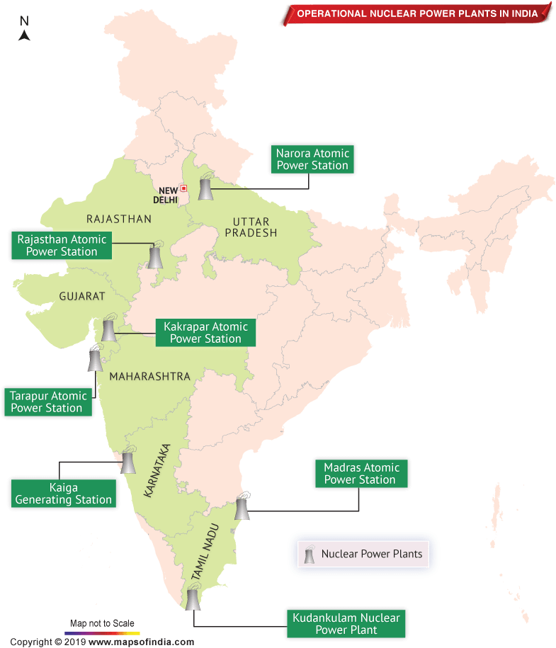 Map Of India Depicting 7 Nuclear Operational Power - Aiims In India Map ...