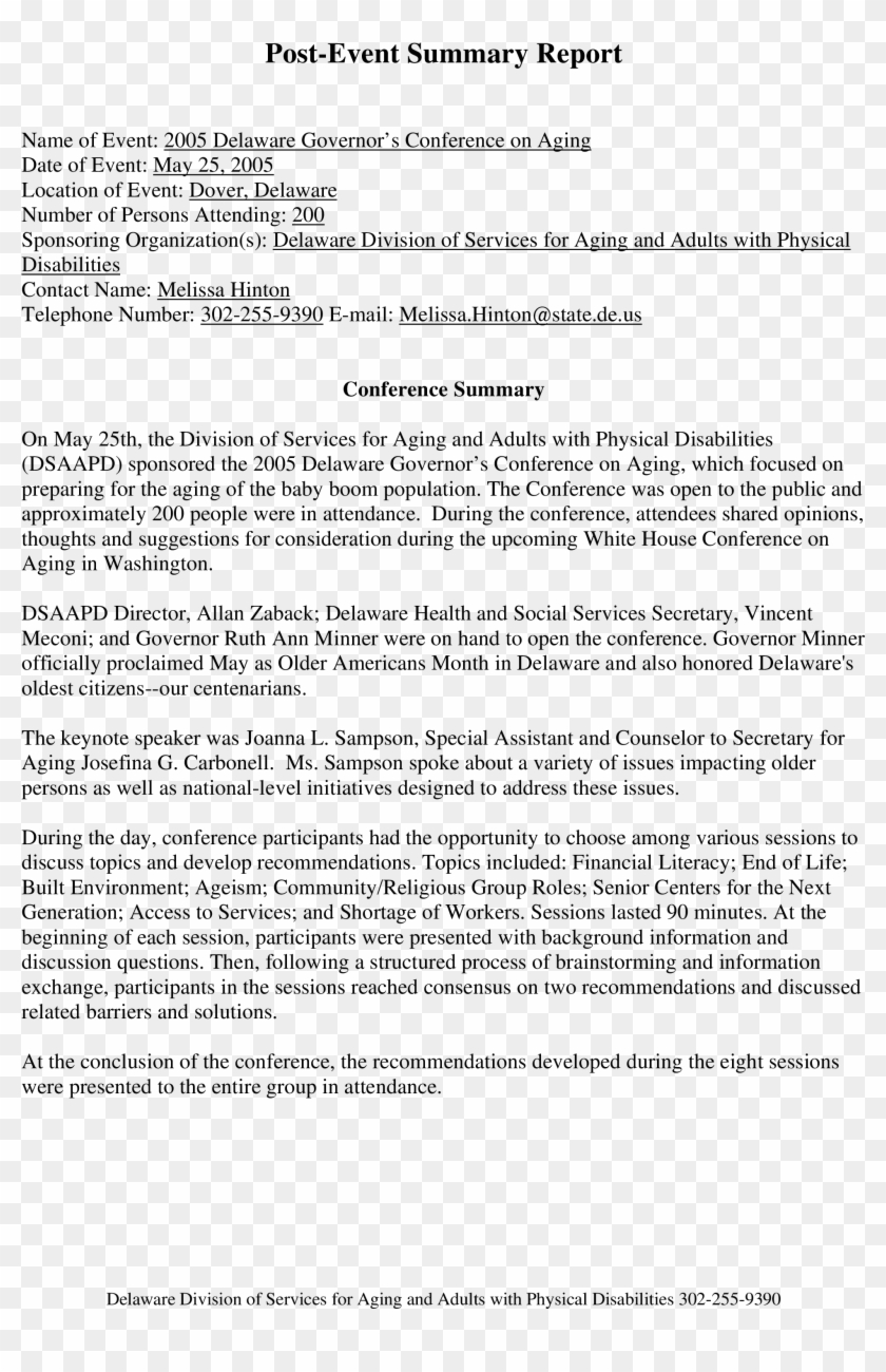 Post Conference Report Template Database