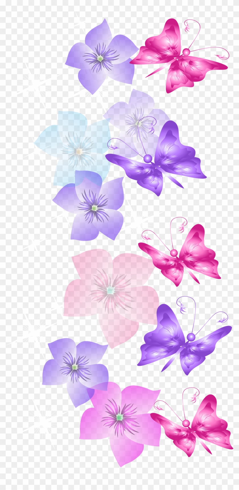 Rainbow Butterfly Png Border - Butterfly And Flowers Decoration ...