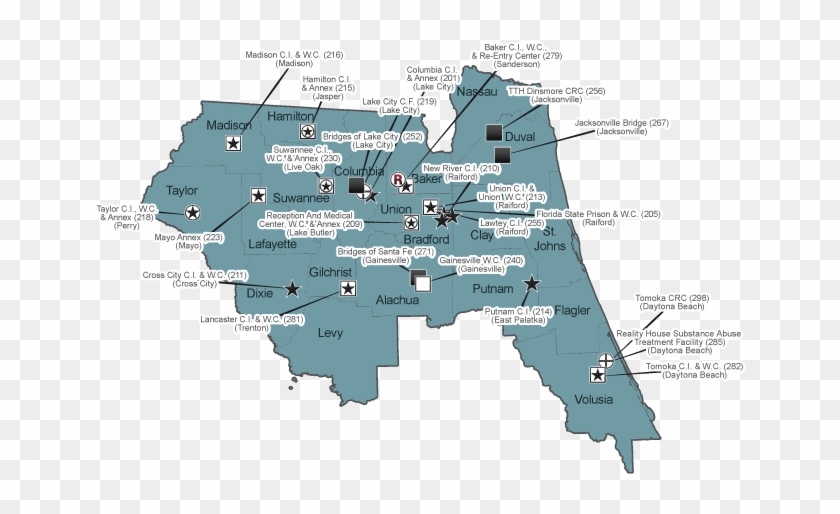 Map Of Region 2 Correctional Facilities - Atlas, HD Png Download ...
