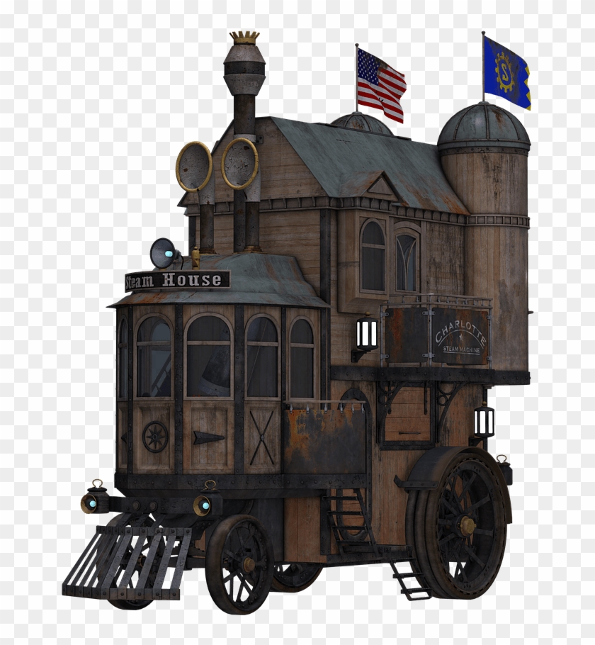 Steampunk Locomotive Side View - Train, HD Png Download - 1280x960 ...