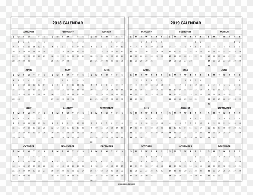 Calendar 2019 Hd With 2018 Hd Png Images - 2018 2019 Monthly Calendar ...