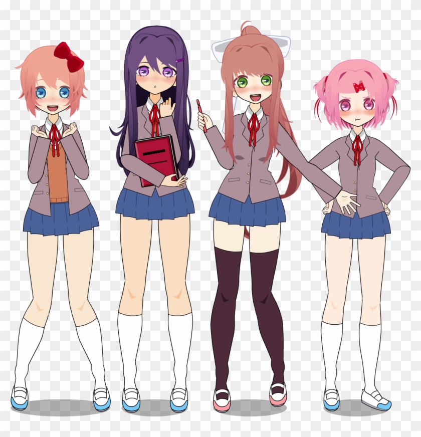 Doki Doki Literature Club Chibi Lineart, HD Png Download - 1505x1475 ...