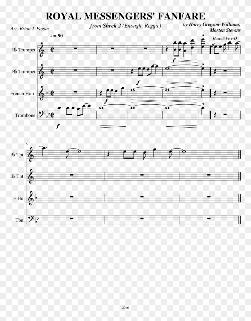 Shrek 2 Fanfare - Voltaire Sheet Music, HD Png Download - 850x1100 ...