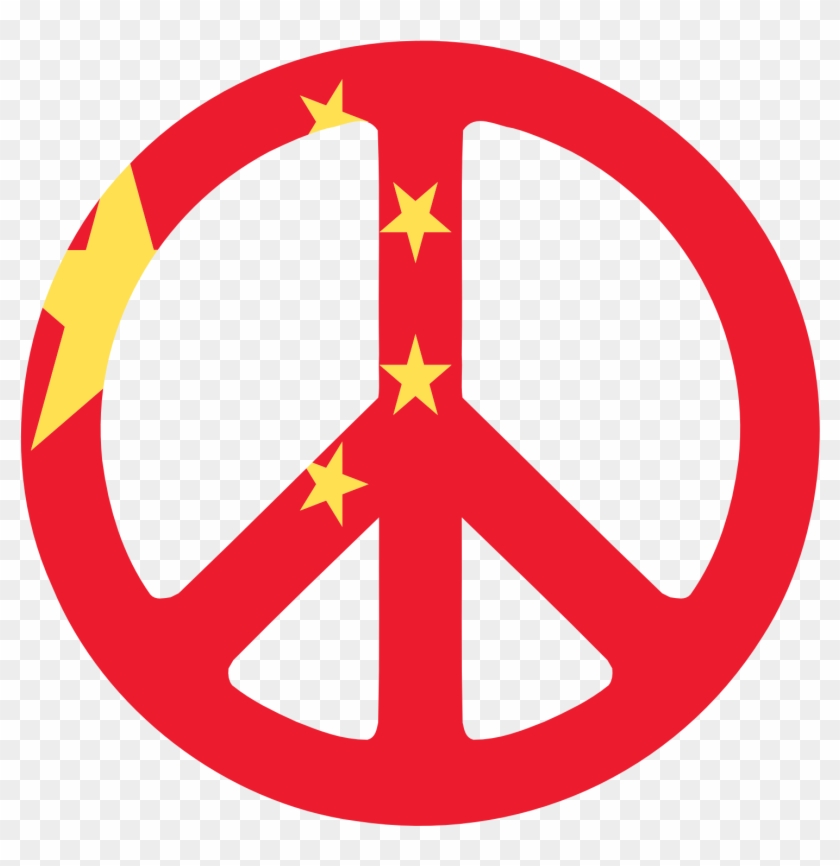 China Flag Peace Sign Chinese New Year 555px - Pink Peace Sign, HD Png ...