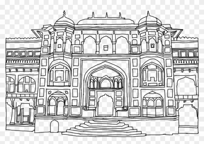 Amber Fort Line Drawing, HD Png Download - 896x589(#1597957) - PngFind