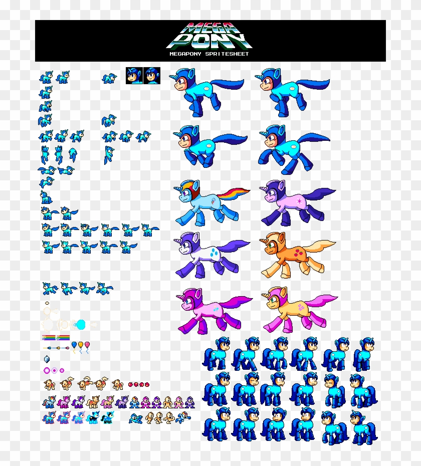 Khaomortadios, Crossover, Megaman, Megapony, Pixel - Pony Sprite Sheet ...