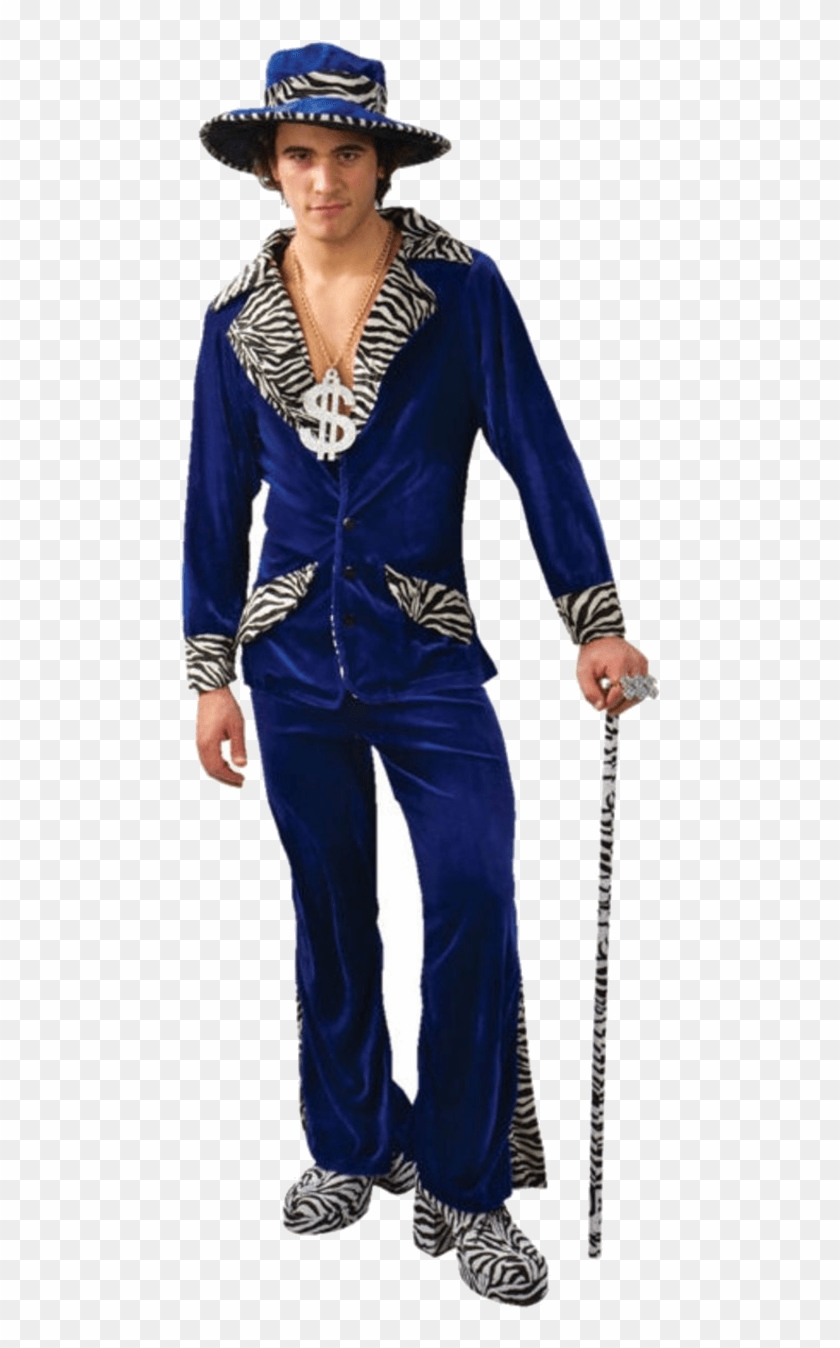 Adult Blue Pimp Costume & Hat - Baby Blue Pimp Suit, HD Png Download ...