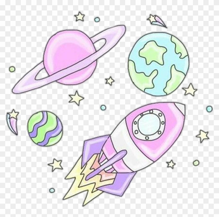 Rocket Planet S Pastel Doodle Pastel - Transparent Tumblr Overlays, HD ...
