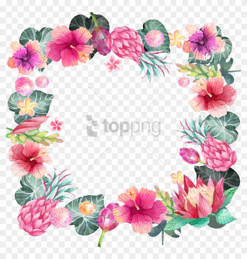 Free Png Hand Painted Flower Borders Png Image With - Watercolor Flower ...