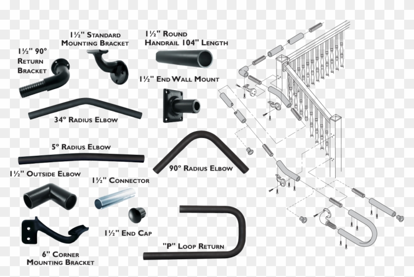 Key-link Aluminum Ada Handrail, HD Png Download - 1300x794(#1913667 ...