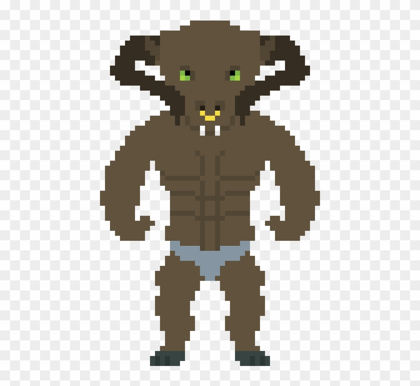 Minotaur - Minotaur Pixel Art, HD Png Download - 620x710(#2056363 ...