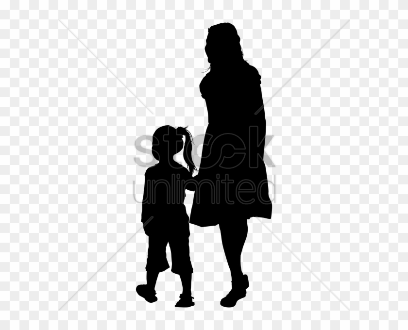 Silhouette Of A Mother And Daughter Vector Graphic Mother And