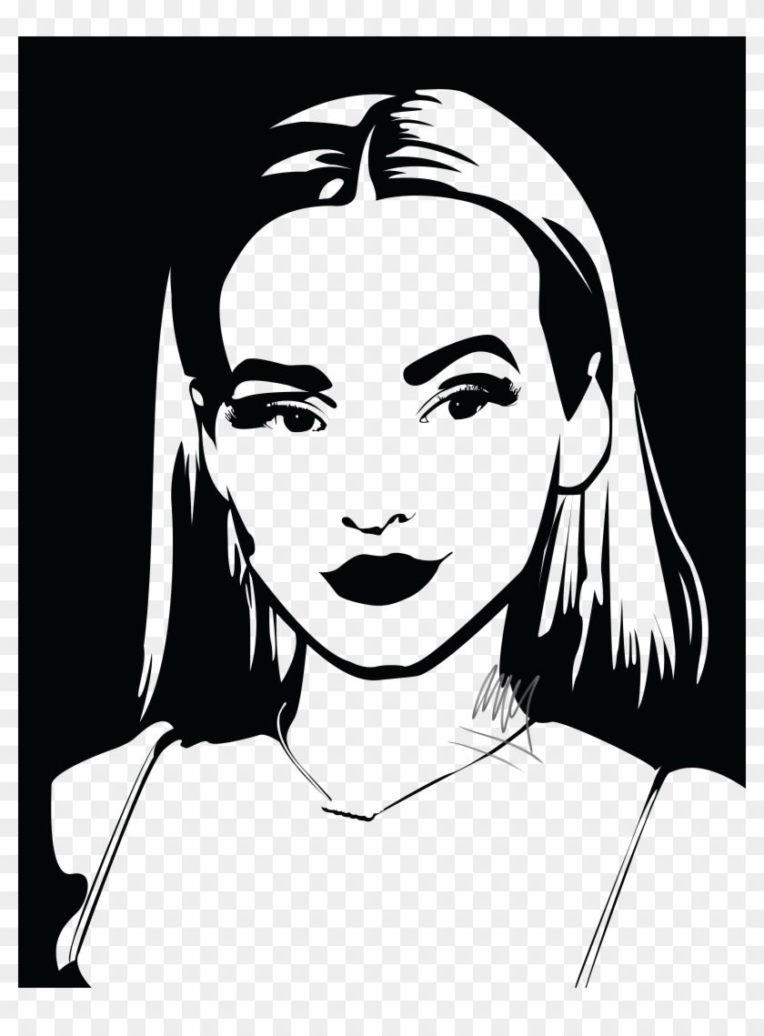 Black & White Portrait Drawing Of Dove Cameron, HD Png Download ...