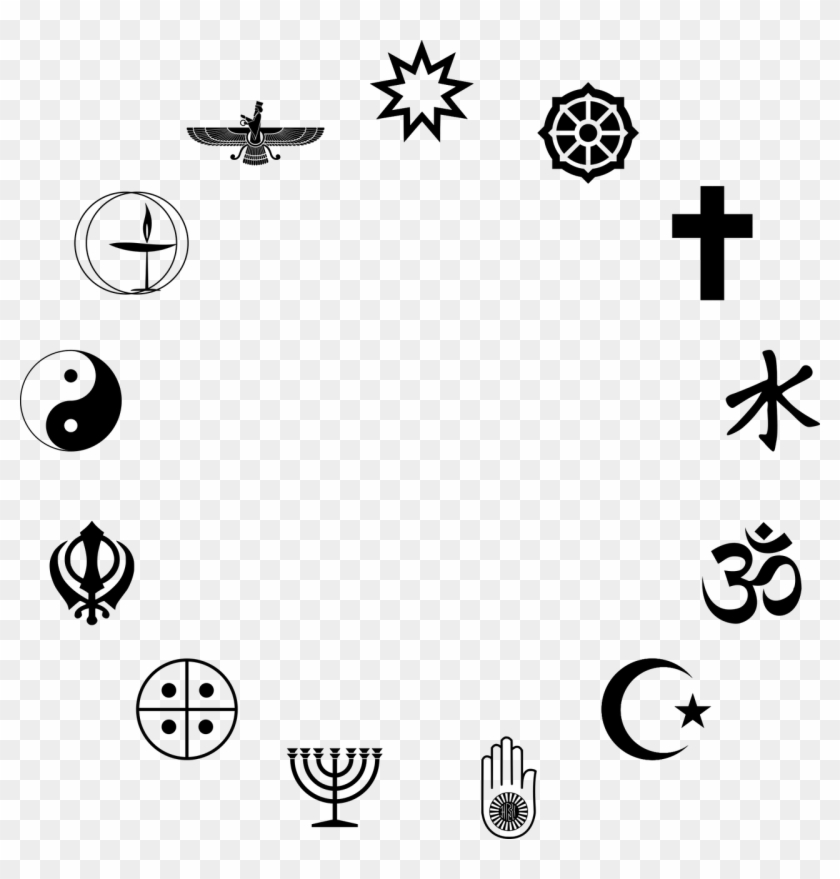 Silhouette Black Religion - Circle Of Religious Symbols, HD Png ...