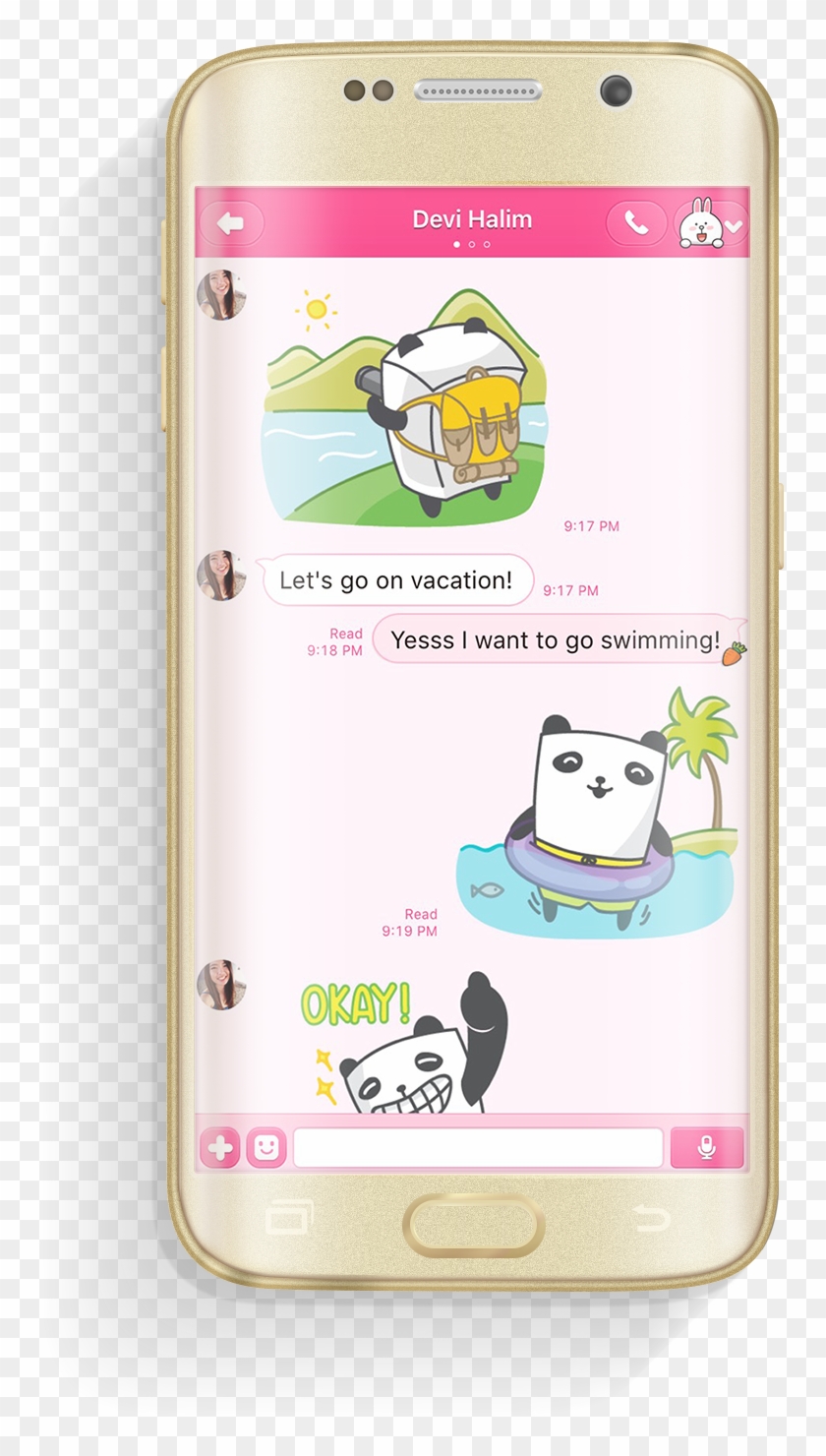 Puffy Panda Line Stickers, HD Png Download - 755x1400(#2293873) - PngFind