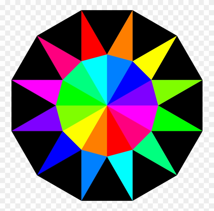 Dodecagon Dodecagram Rainbow Polygon Octagon - Dodecagram, HD Png ...