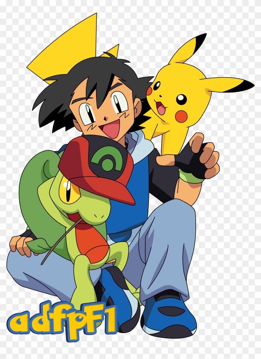 Ash Pikachu And Treecko, HD Png Download - 3000x3839(#2543896) - PngFind
