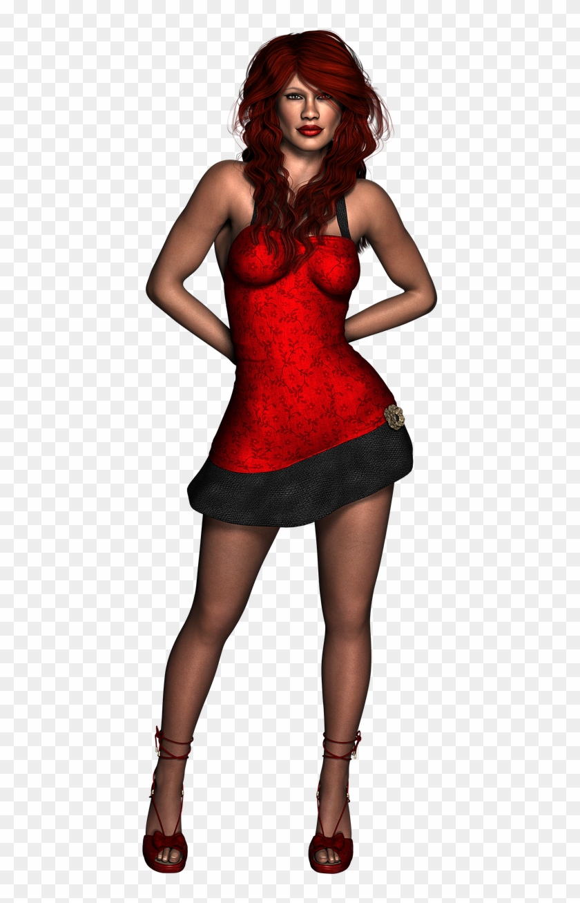 Render Lady Red Dress Model Png Image - Costume, Transparent Png ...
