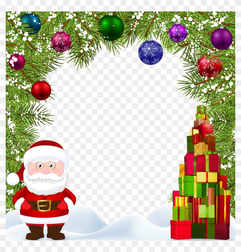 Christmas Frame With Santa Transparent Image - Santa Frame, HD Png ...