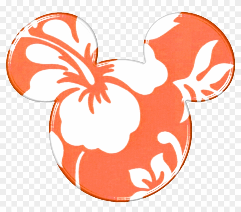 Mickey Heads Hawaiian Style - Hawaiian Print Minnie Mouse Head, HD Png ...
