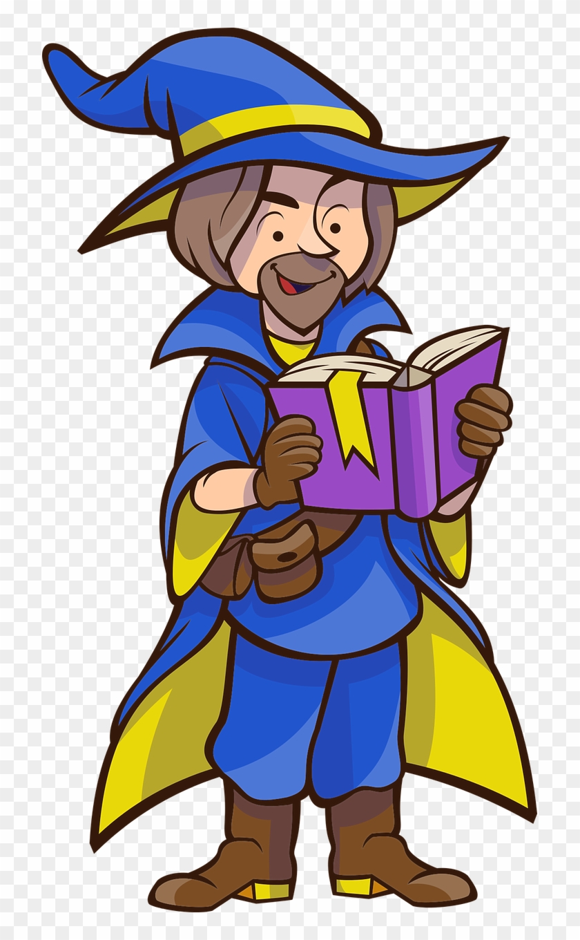 Wizard Book Hat Reading Spell Png Image - Wizard With Book Png ...