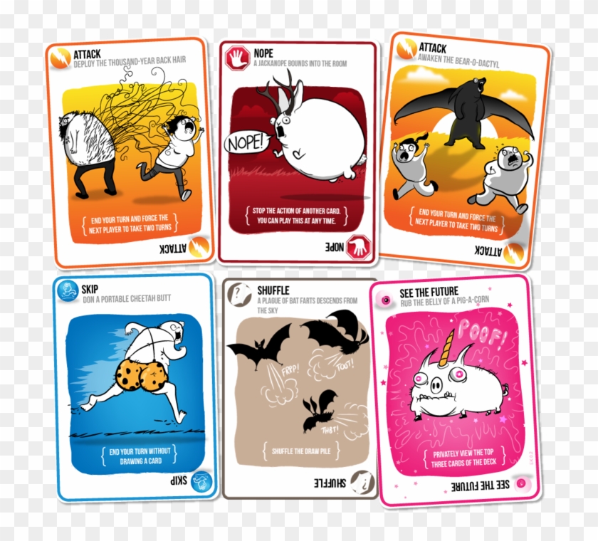 Some Of The Cards In Exploding Kittens, HD Png Download - 720x680 ...