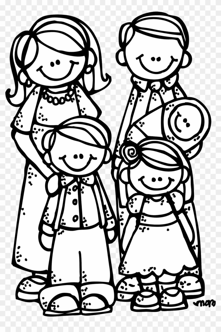 Melonheadz Lds Illustrating - Black And White Family Clip Art, HD Png ...