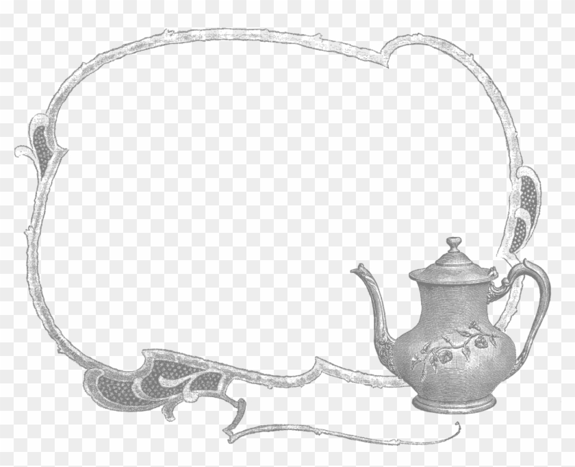 Digital Teapot Label Design Downloads - Vintage Teapot Border, HD Png ...