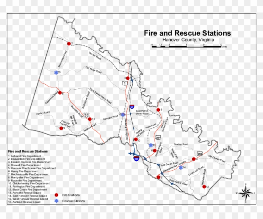 Fire And Rescue Stations In Hanover County, Virginia - Map, HD Png ...