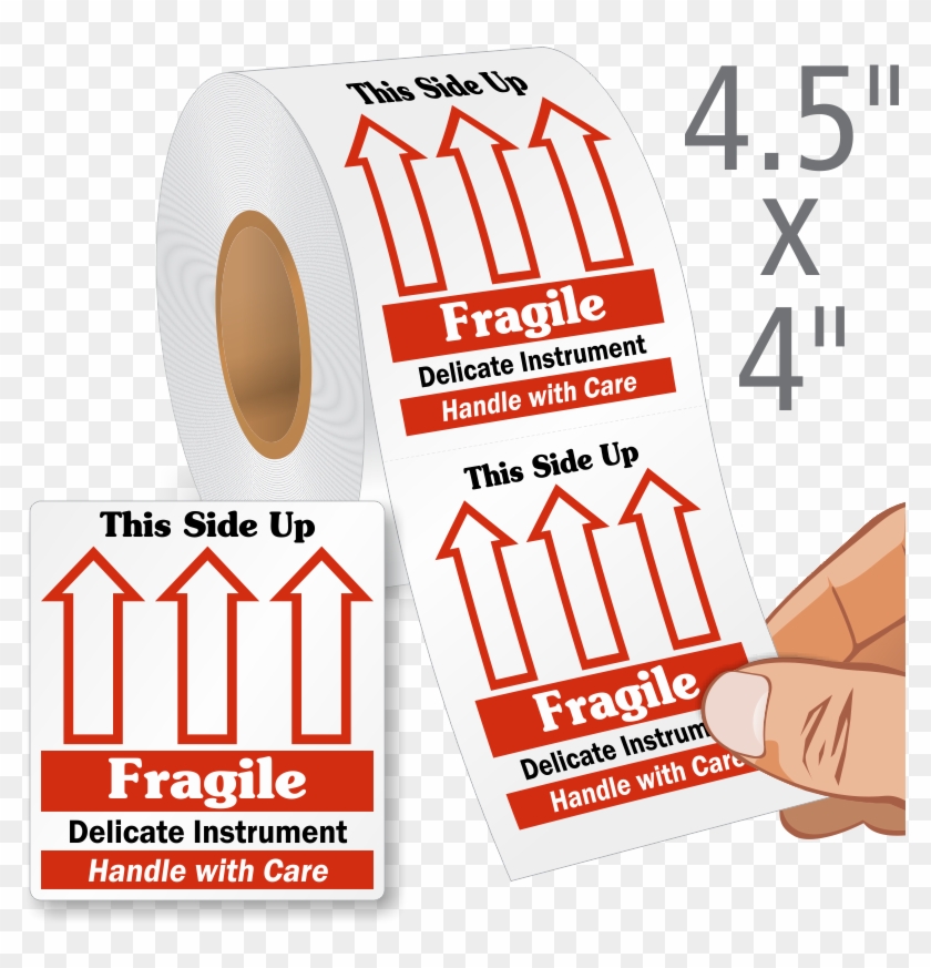 Fragile This Side Up Labels Roll , Png Download - Label, Transparent ...