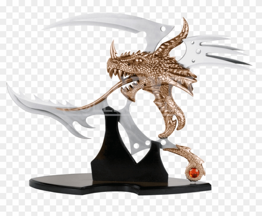 Bronze Draconic Rex Dragon Display - Large Fantasy Display Dagger With ...