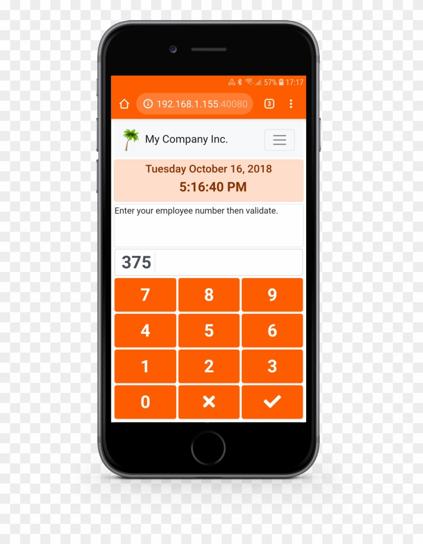 Timeclock On Smartphone - Mobile Phone, HD Png Download - 570x1000 ...