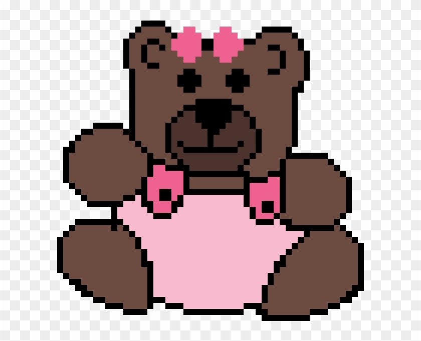 Teddy Bear Wearing Pink Bow And Pink Overalls - Snorlax Sprite, HD Png ...