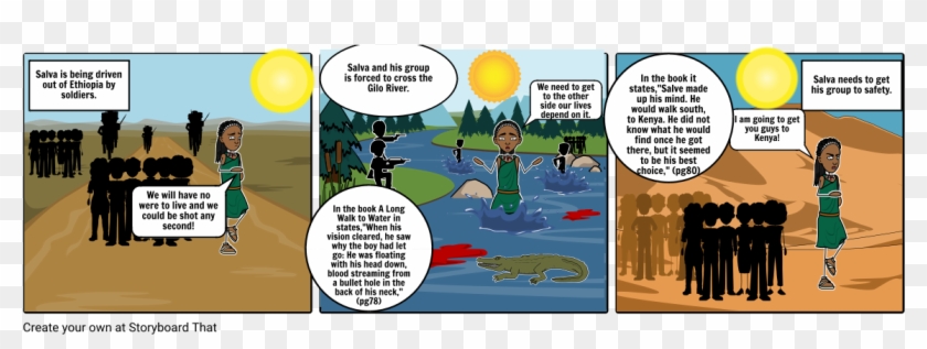 A Long Walk To Water - Long Walk To Water Comic, HD Png Download ...