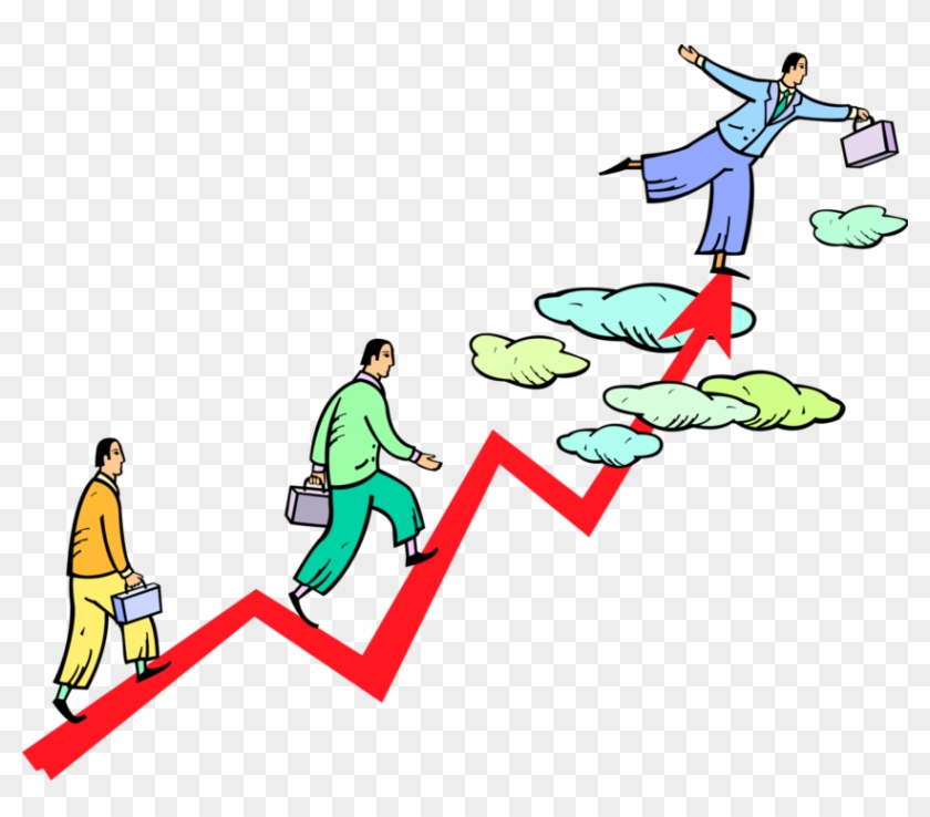 Vector Illustration Of Businessmen Climbing To Top - Progress ...