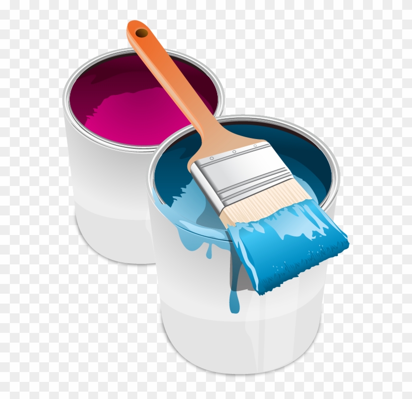 Paint Tin Can Brush Clip Art - Paint Brushes In Cups Clip Art, HD Png ...