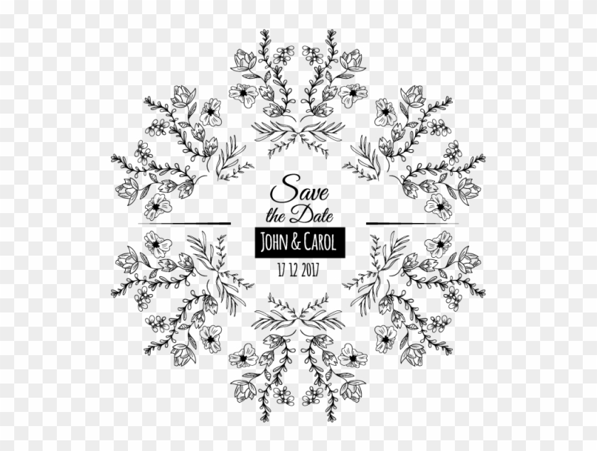 Flower And Wedding Invitation Png - Line Art, Transparent Png - 640x640 ...