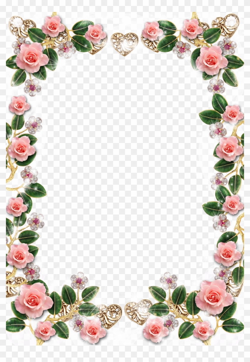 Delicate Floral Jewelries And Pink Roses Picture Frame - Rose Flower ...