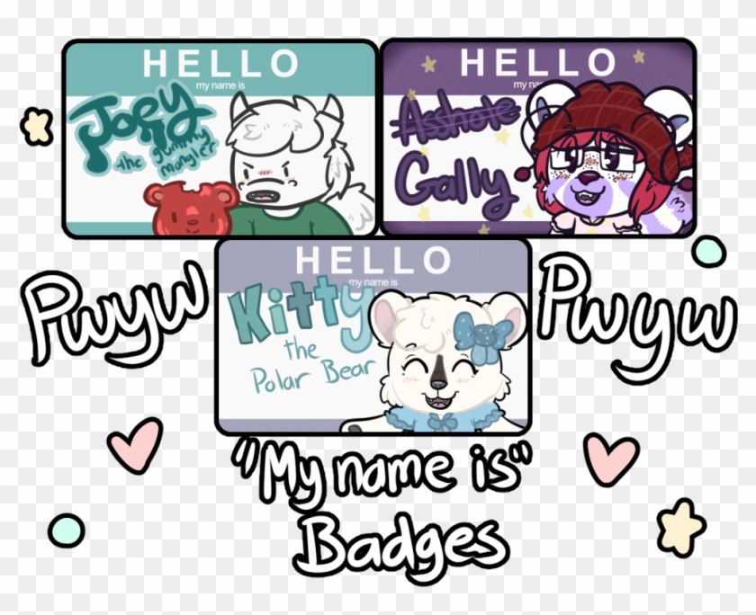 Pwyw My Name Is Badges - Cartoon, HD Png Download - 1000x773(#3909253 ...