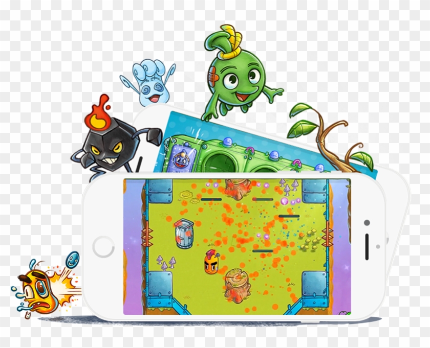 Iphone With Characters - Cartoon, HD Png Download - 800x607(#3925707 ...