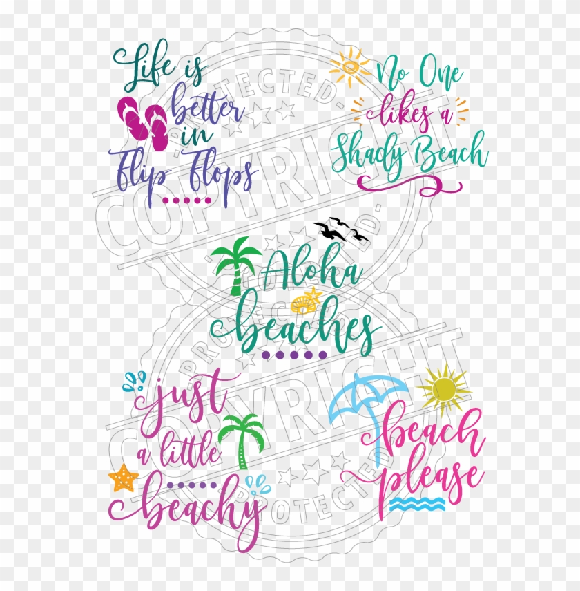 Summer And Beach Dxf Png Eps Cutting - Drawing, Transparent Png ...