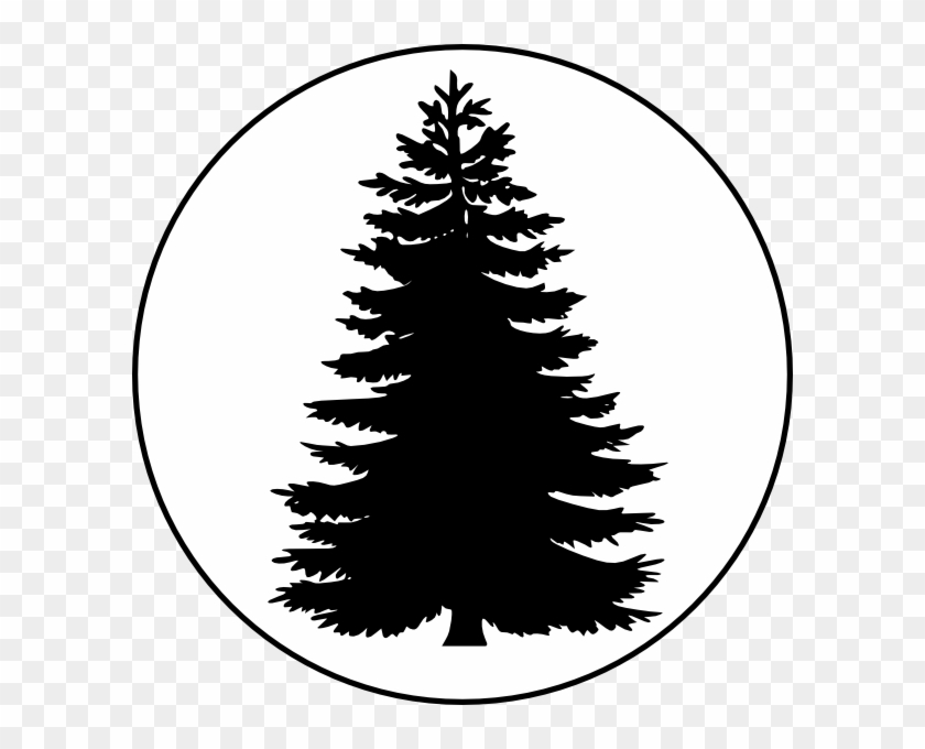 Tree In A Circle Large Clip Art At Clker - Black Pine Tree Silhouette ...