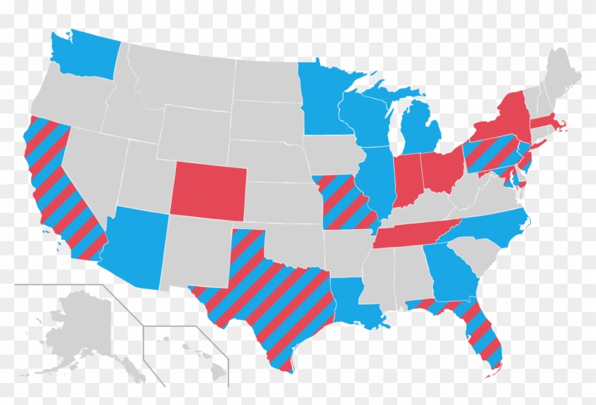 Open - Us Red Blue Map 2018, HD Png Download - 2000x1237(#406486) - PngFind