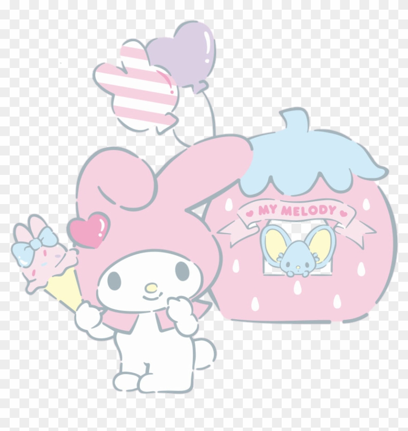 Mymelody Melody Mouse Icecream Pink Cute Balloon Strawb - Cartoon, HD ...