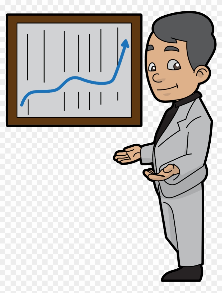 A Senior Executive Presenting A Sales Graph Cartoon - Cartoon, HD Png ...