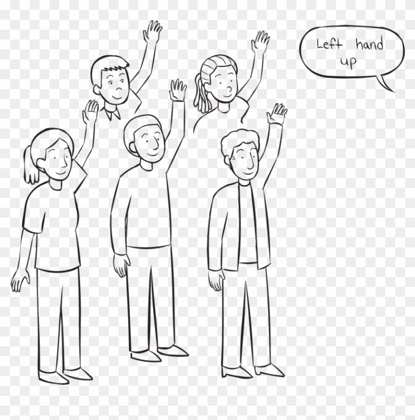 Back Group Of People With Left Arms In The Air, Playing - Line Art, HD ...