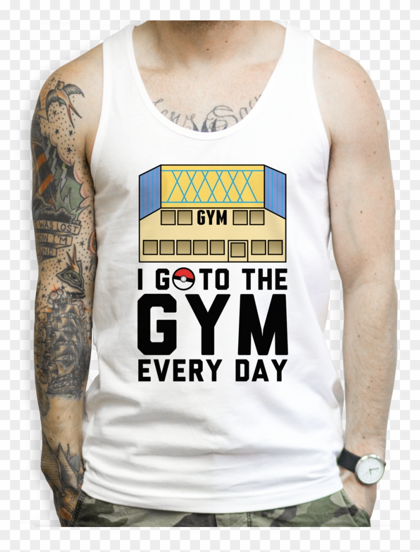 Product Image Going To The Gym, White Tank, Geek Out, - Pokemon Workout ...