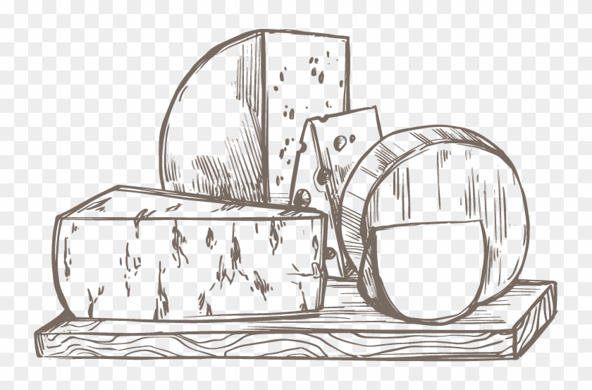 Cheese Drawing Board - Cheese Board Sketch Png, Transparent Png ...